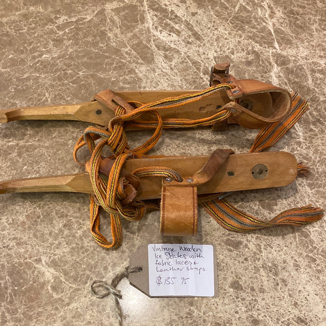 Vintage Wood Leather & Steel Ice Skates – I Dream of Snow